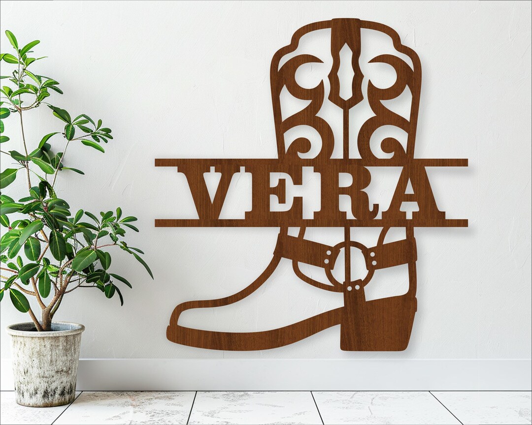 Cowboy Boot Name Sign SVG Laser Cut Template (digital Download) - Etsy