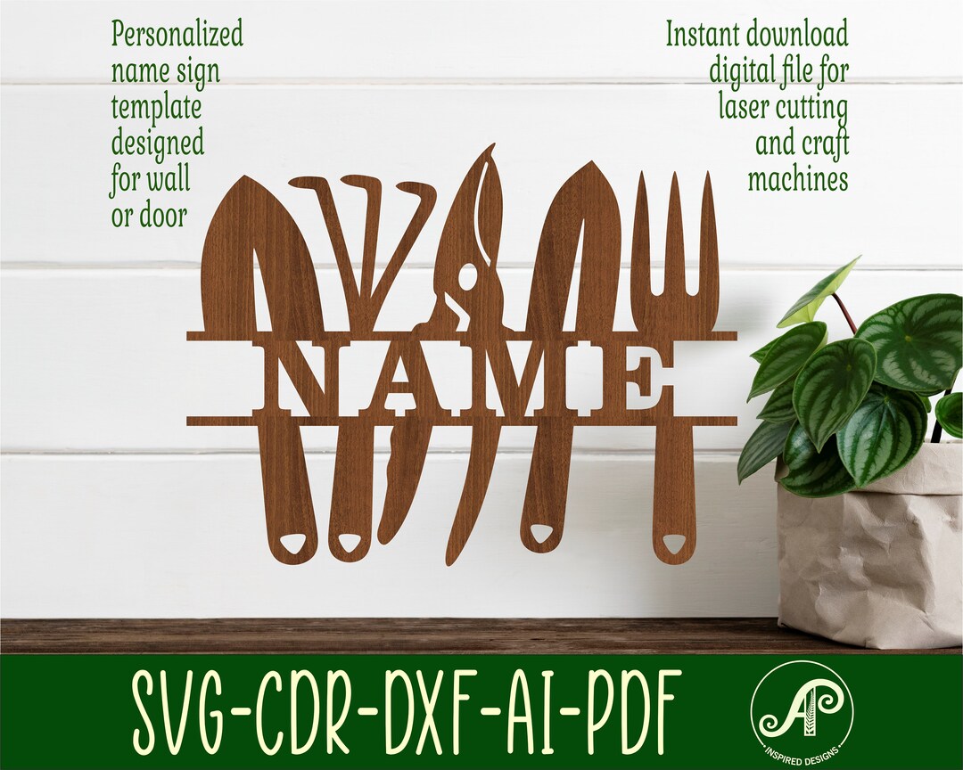 Garden Tools Sign SVG Outdoor Theme Laser Cut Template, Door or Wall ...