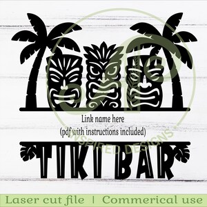 Tiki Bar Name Sign Laser Cut File SVG - Tropical Bar Wall Art (digital ...