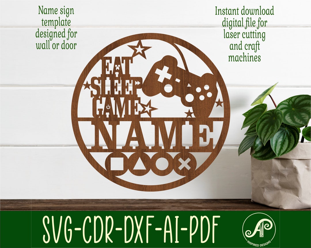 Gamer Name Sign, SVG, Video Game Themed Door or Wall Hanger, Laser Cut ...