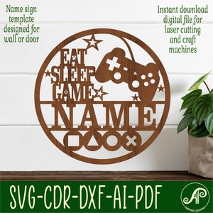 Gamer Name Sign, SVG, Video Game Themed Door or Wall Hanger, Laser Cut ...