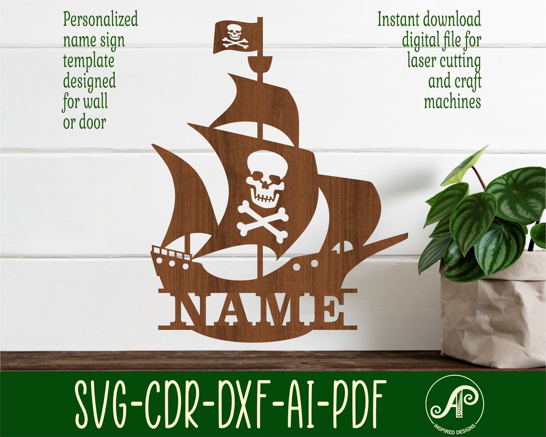 Pirate Ship Name Sign SVG Nautical Themed Door or Wall - Etsy New Zealand