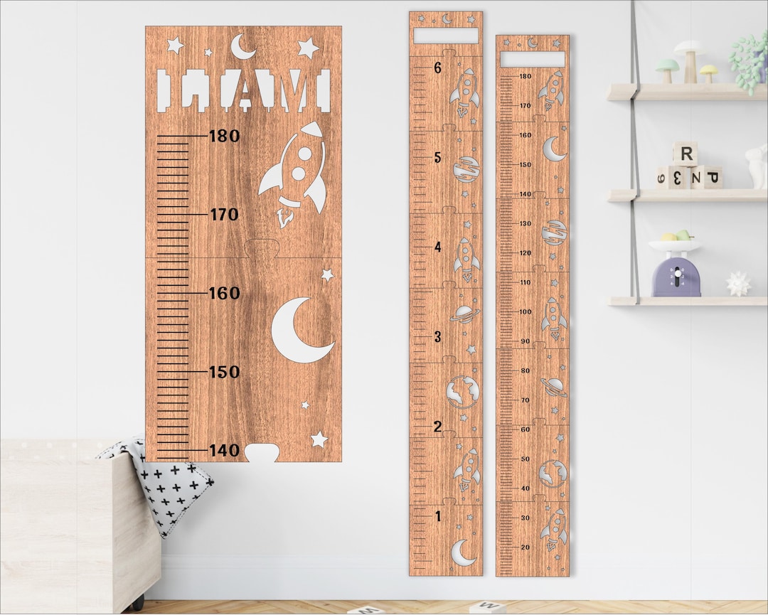 Space Theme Personalized Height Chart: Laser Cut Ruler SVG (digital ...