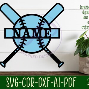 Baseball Name Sign SVG Laser Cut Template, Sporting Personalized Wall ...