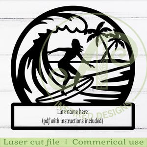 Surfer Female Name Sign Laser Cut SVG File - Digital Download Surf ...