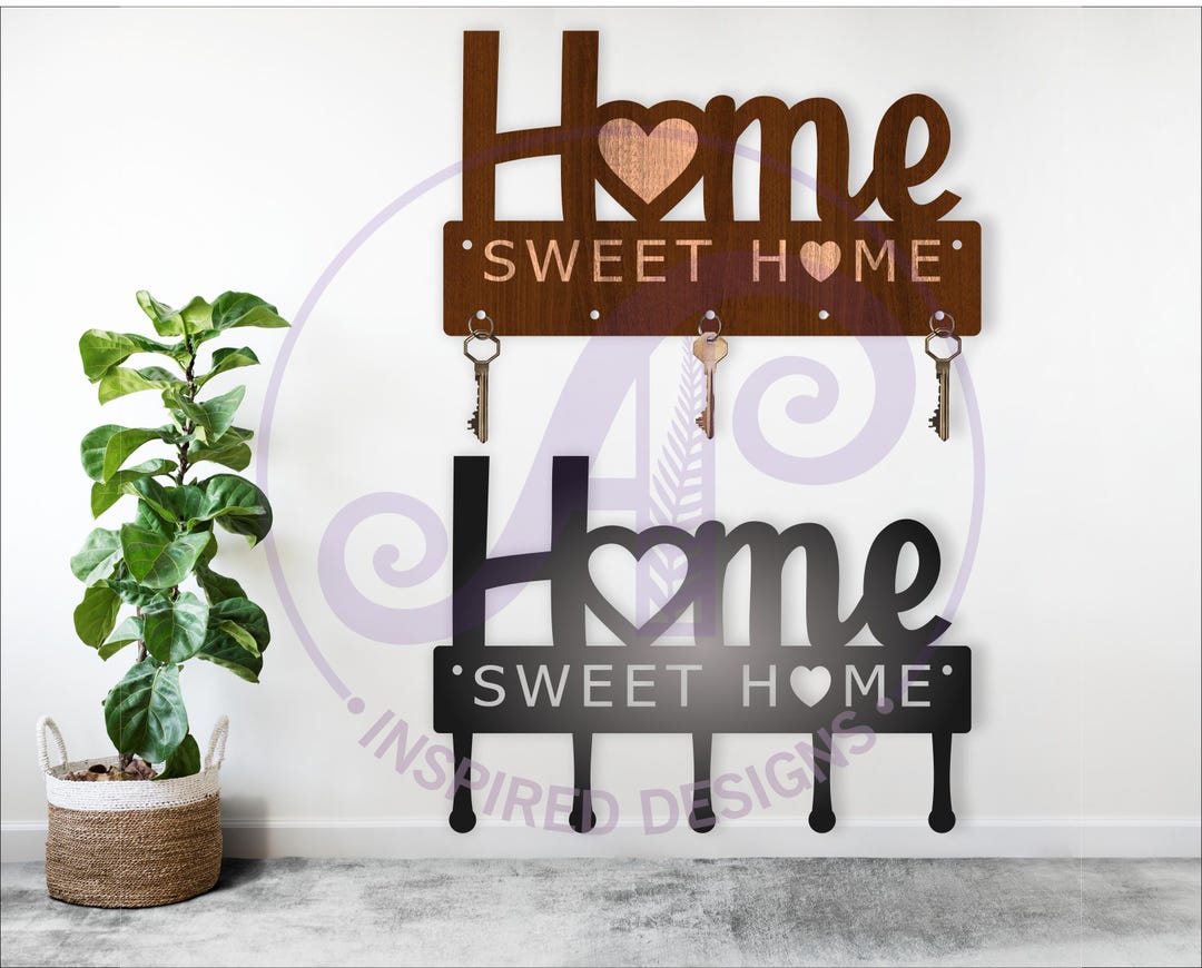 Home Sweet Home Key Holder Designs for Wood and Metal Cutting. Laser ...