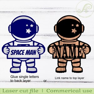 Astronaut Name Sign SVG - Laser Cut Space Theme Personalized Decor ...