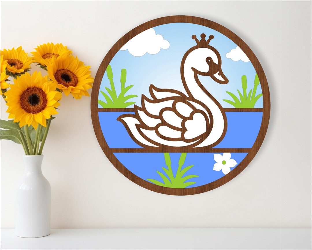 Swan Layered Wall Sign Design. Laser Cut File. Vector File SVG Ai, Cdr ...