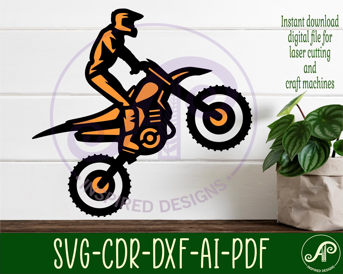 Motocross Wall Art SVG File: Laser Cut Motorsport Design (digital ...