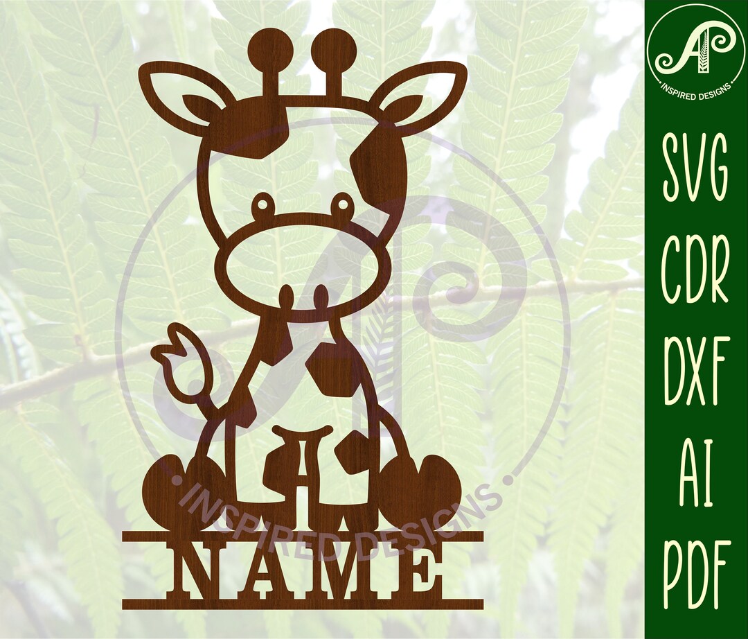 Cute Giraffe Name Sign SVG Laser Cut Template Door or Wall - Etsy Australia