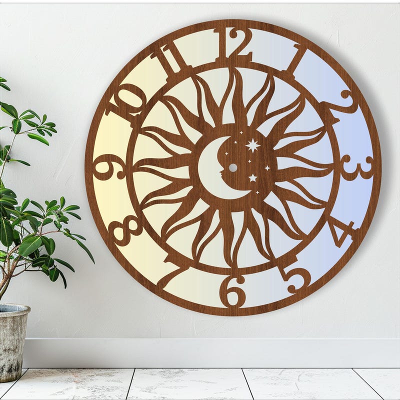 Sun Wall Clock - Etsy