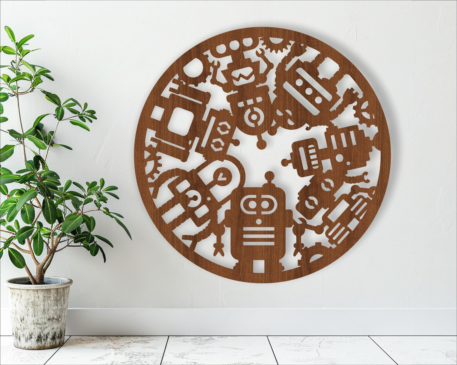 Robot Wall Art: Laser Cut Files, CNC Router Design (digital Download ...