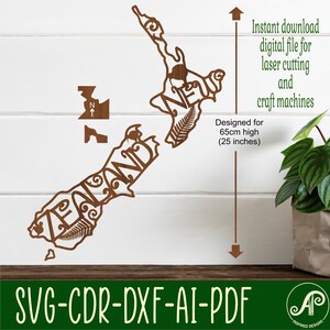 3 New Zealand Outline Designs SVG Laser Cut File, Wall Decor. Kiwiana ...