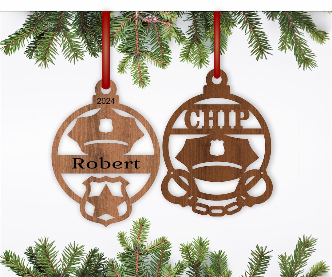 Police Christmas Ornaments SVG Laser Cut, Instant Download Pdf, Dxf, Ai ...