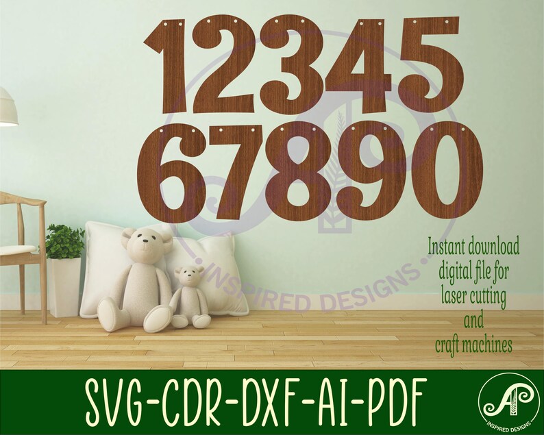 Number Bunting Banner Flags SVG Laser Cut Template (digital Download ...
