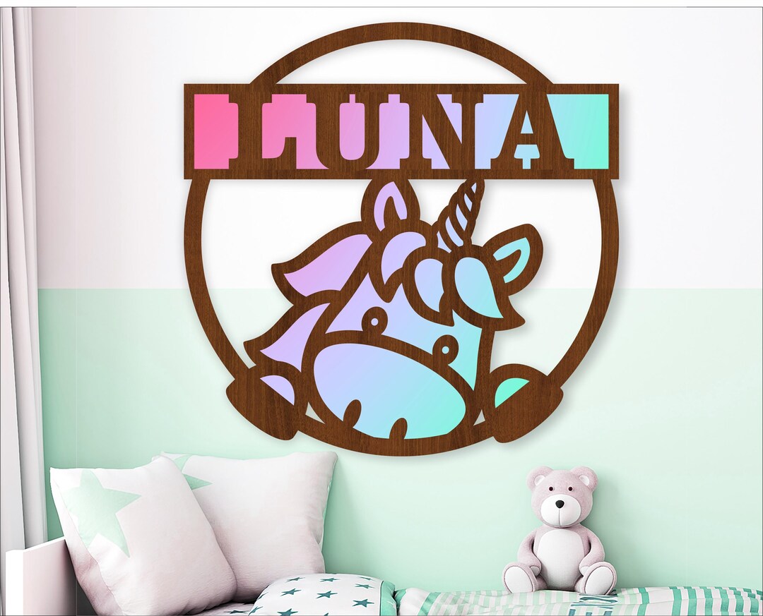 Unicorn Name Sign, SVG, Nursery Themed Door or Wall Hanger, Laser Cut ...