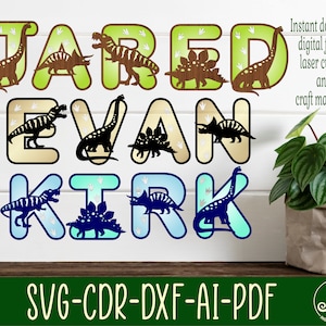 Dino Letters Alphabet Set. 2 Layer Letters. 72 Letter Options SVG File ...