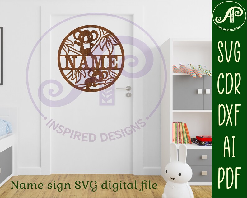Koala Name Sign: Nature Themed Laser Cut Template (digital Download) - Etsy