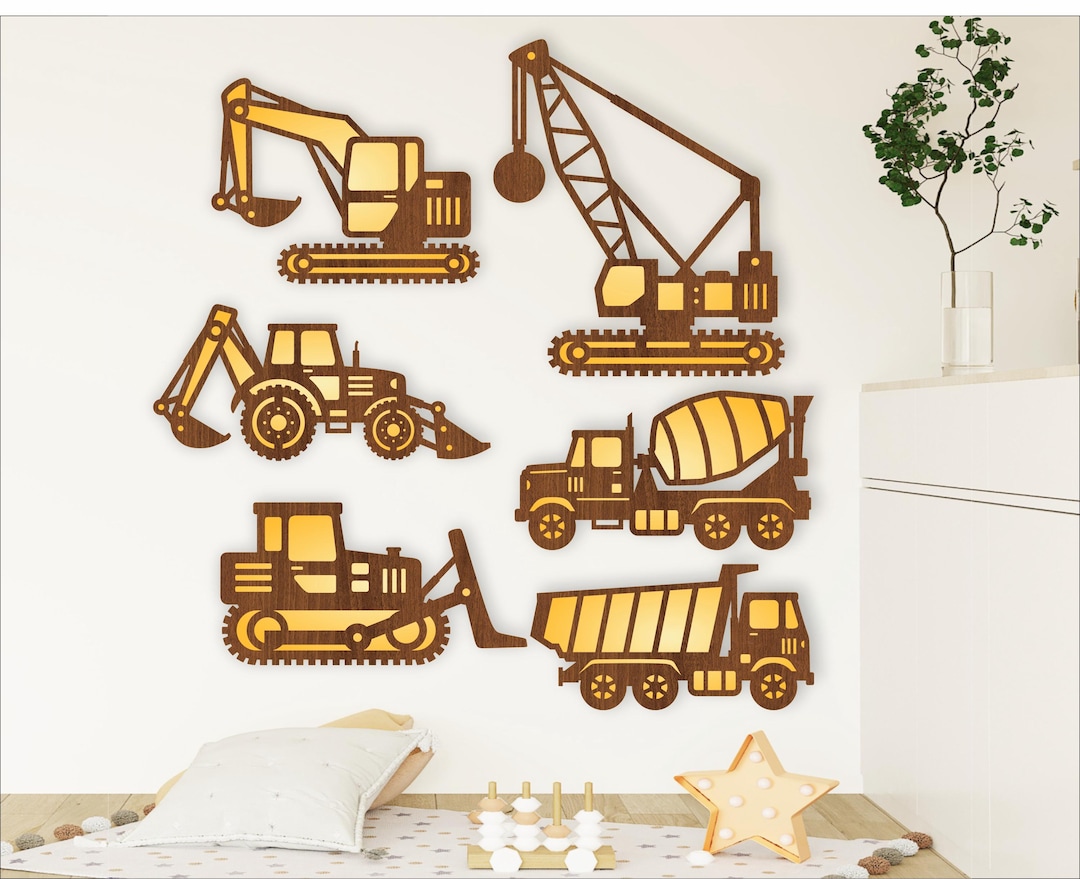 Construction Vehicles Laser Cut File Shapes. 6 Two Layer Vector Files ...