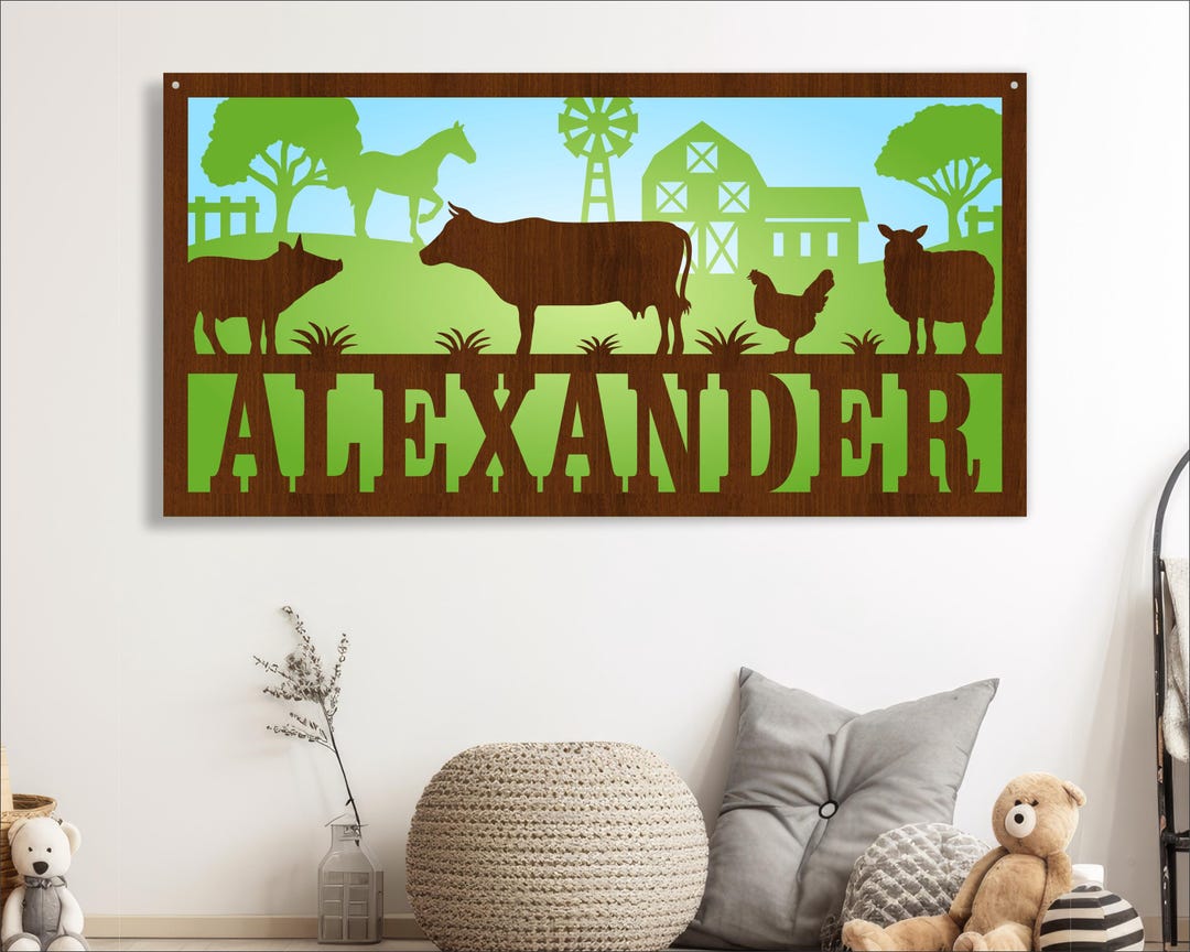 Farm Animal Name Sign SVG: Layered Laser Cut Template (digital Download ...