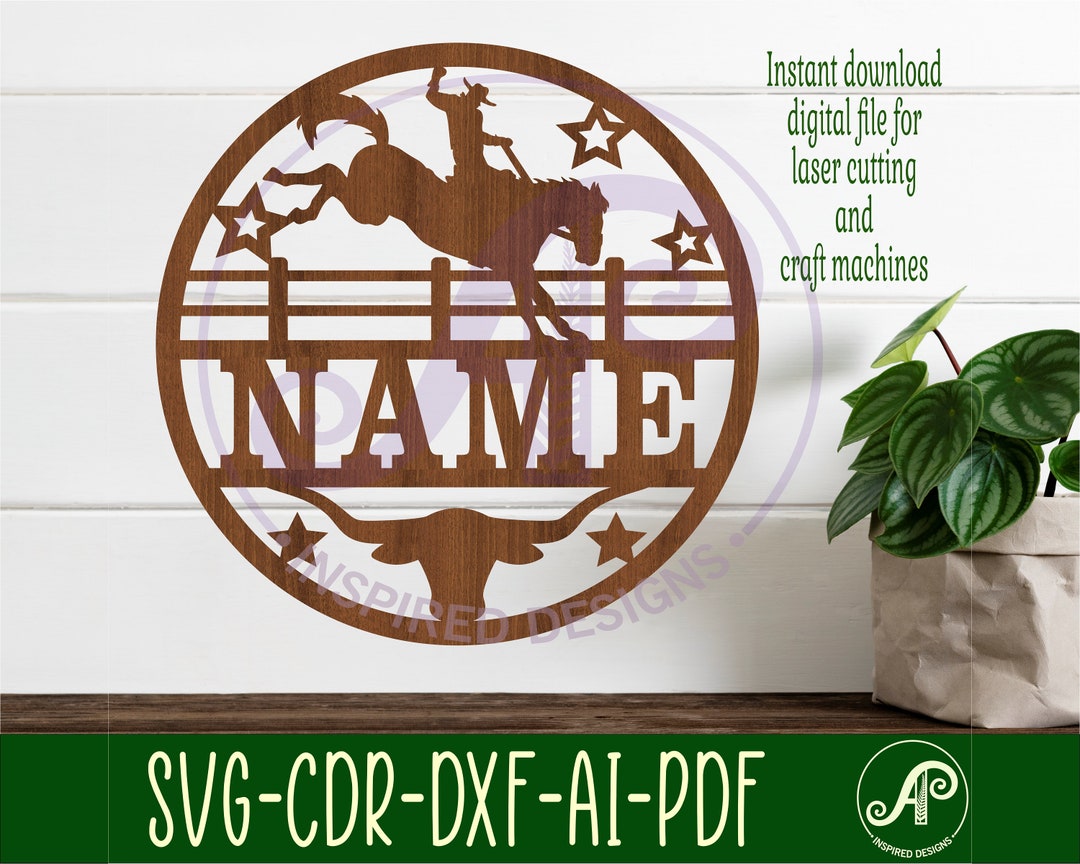 Rodeo Horse Name Sign, Laser Cut File SVG, Animal Themed Door or Wall ...