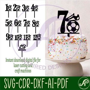 Soccer Football Number Cake Topper Bundle, SVG Laser Cut, Instant ...