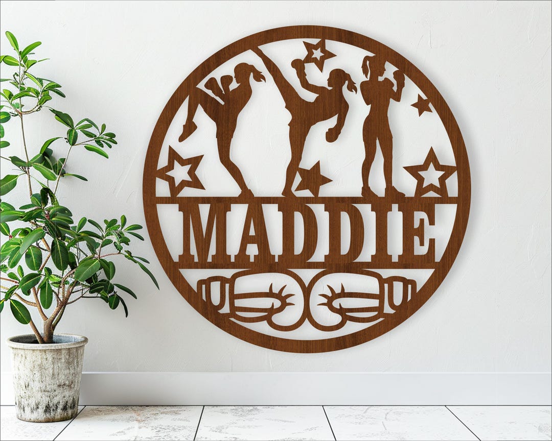 Kickboxing Female Name Sign, SVG, Sports Themed Door or Wall Hanger ...