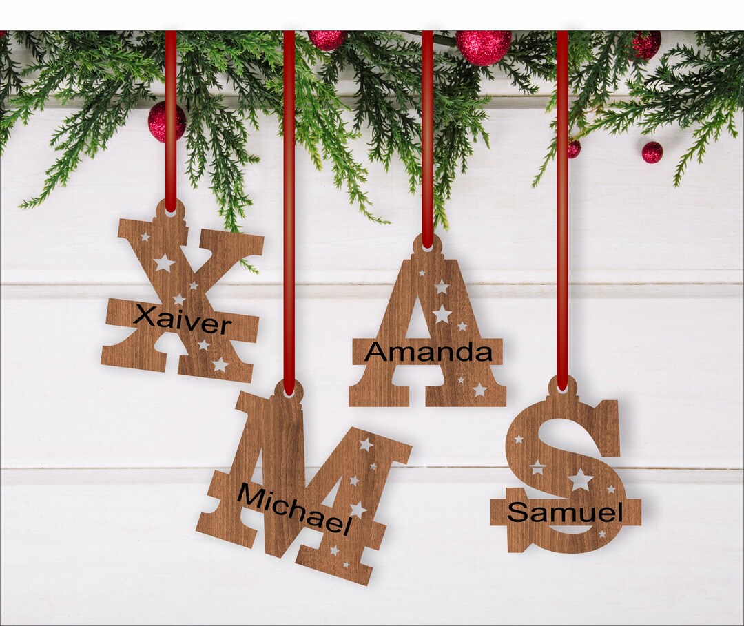 Letter Christmas Ornaments SVG Laser Cut, Instant Download Pdf, Dxf, Ai ...