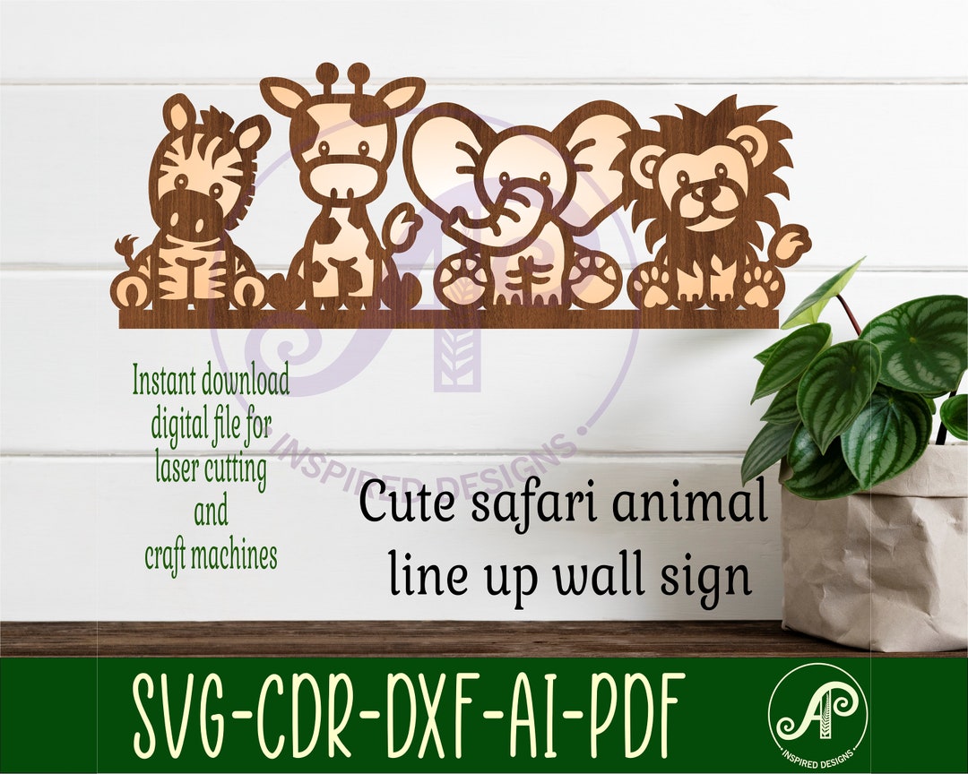 Safari Animal Line up Wall Sign, SVG File. Vector File Ai, Cdr, Dxf ...