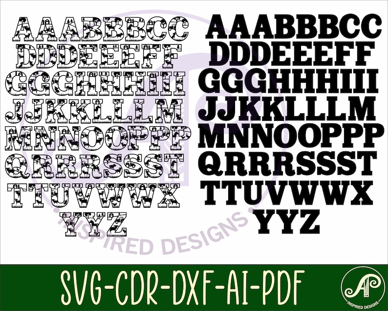 Farm Animal Alphabet SVG: Layered Letters, Laser Cut Files (digital ...