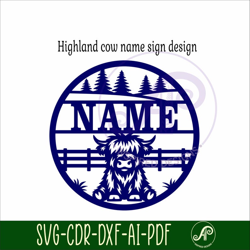 Highland Cow Name Sign SVG - Farm Personalized Laser Cut Cow Decor ...