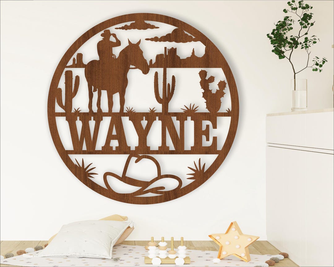Cowboy Name Sign: Laser Cut Western Decor (digital Download) - Etsy