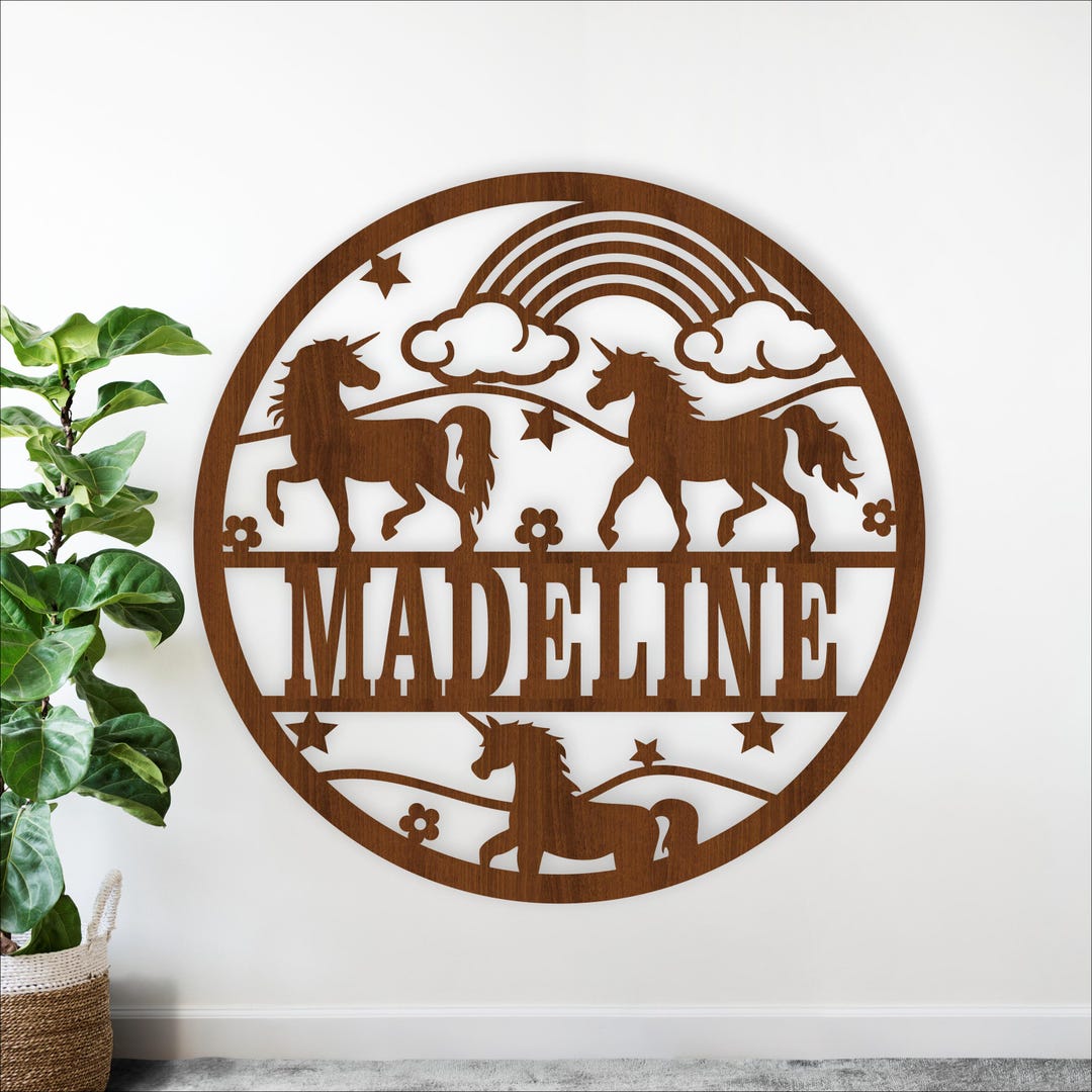 Unicorn Name Sign Laser Cut SVG: Unicorns Personalized Kids Room Decor ...