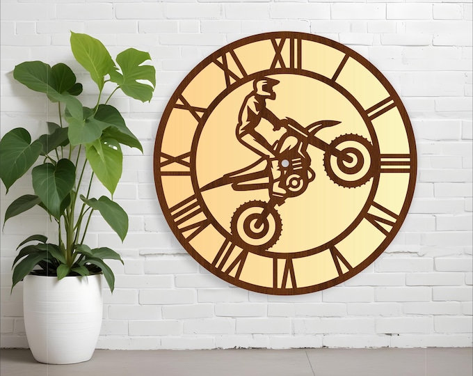 Biker Clock Motorbike Laser Cut Files SVG File Vector File Ai Cdr, Dxf ...