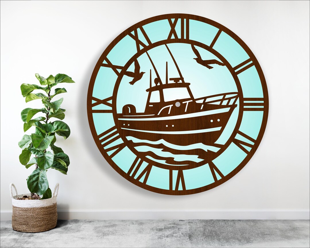 Fishing Boat Wall Clock Laser Cut Files SVG (digital Download)e - Etsy