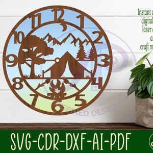 Camping Wall Clock Laser Cut Files SVG (digital Download) Outdoors ...