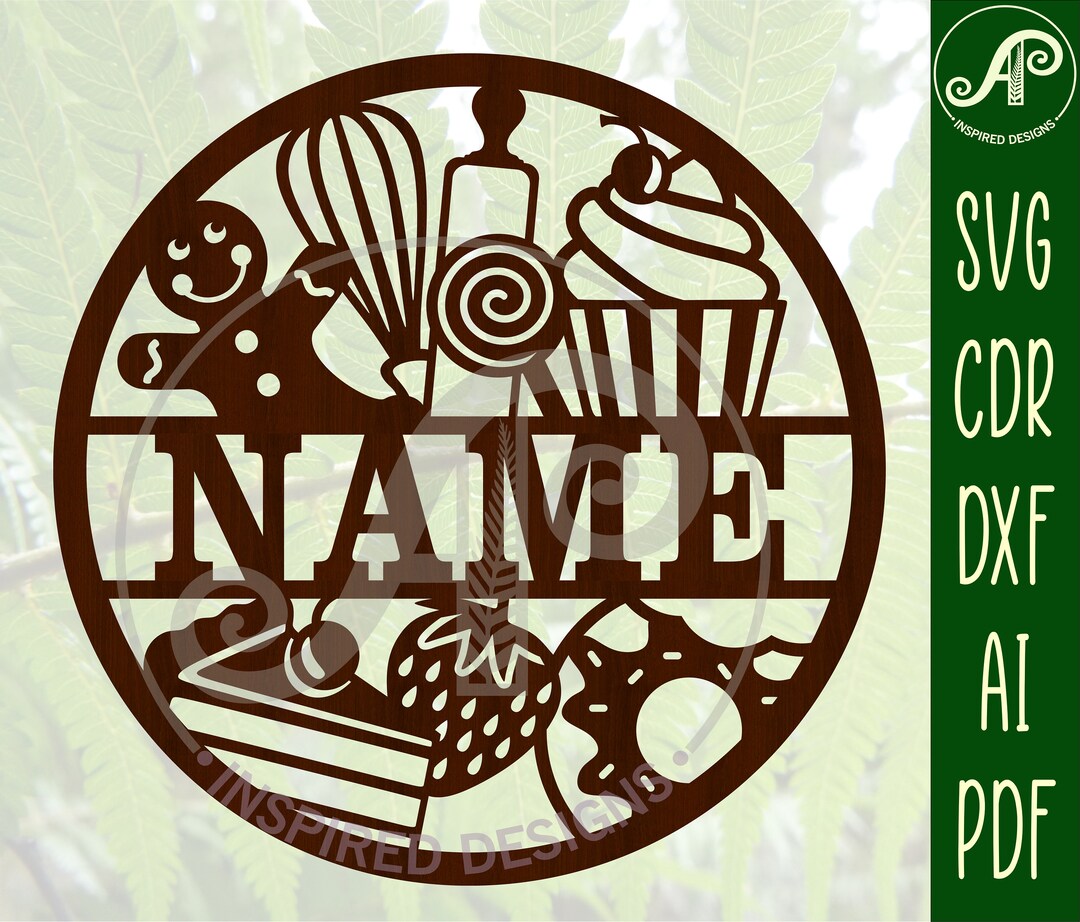 Baking Name Sign SVG Food Themed Door or Wall Hanger Laser - Etsy