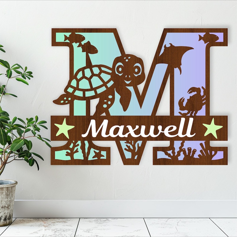 Turtle Monogram - Etsy