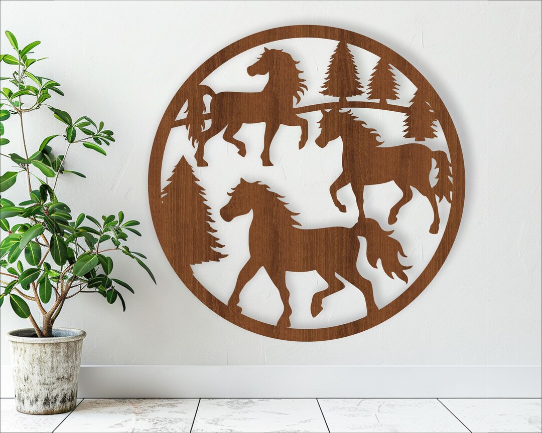 Wild Horses Wall Sign, SVG File. Vector File Ai, Cdr, Dxf Instant ...