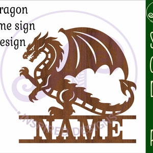 Dragon Name Sign SVG: Laser Cut Door Hanger Template (digital Download ...