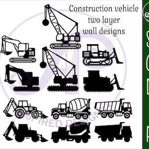Construction Vehicles Laser Cut File Shapes. 6 Two Layer Vector Files ...