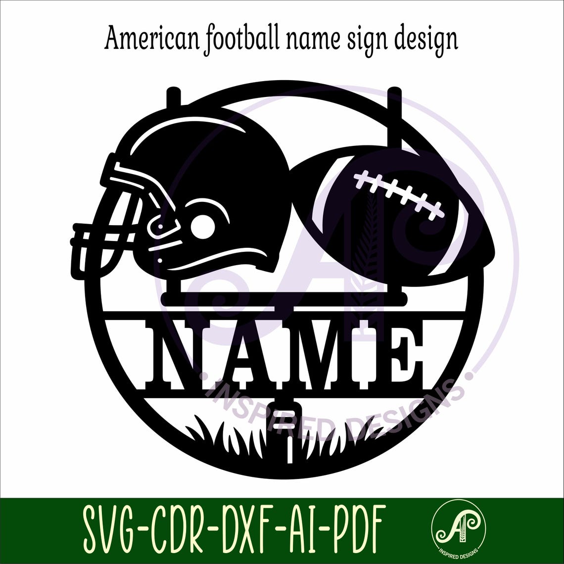 Football Name Sign SVG: Personalized Sports Laser Cut Decor (digital ...