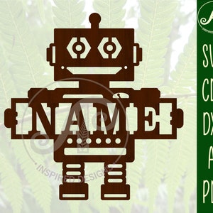 Robot Name Sign SVG Laser Cut Template, Door or Wall Hanger, Vector ...