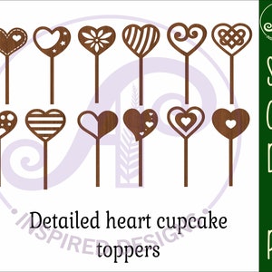 Heart Toppers, 12 Designs SVG Laser Cut, Instant Download Pdf, Dxf, Ai ...