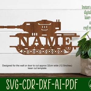 Army Tank Name Sign SVG Laser Cut Template (digital Download) - Etsy