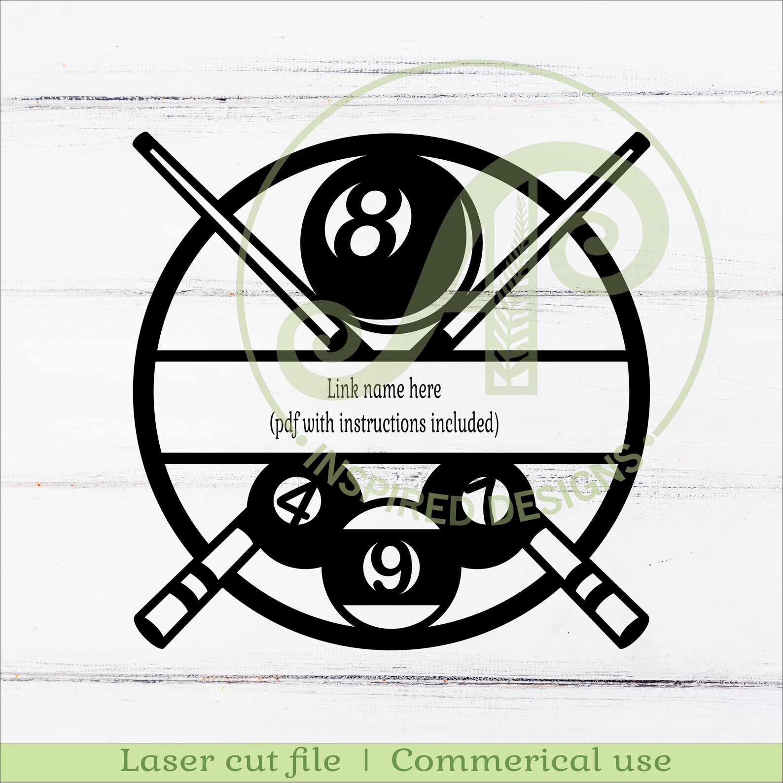 Billiards Name Sign Laser Cut File: Personalized Pool Decor (digital ...