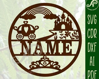 Princess Personalized Name Sign Cut File - Etsy