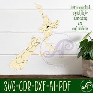 Engraved New Zealand Map: Kiwiana Wall Decor Laser Cut File (digital ...