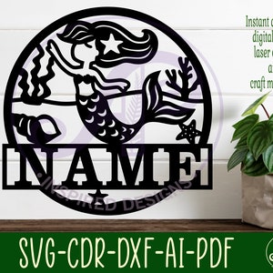 Mermaid Name Sign, SVG, Ocean Themed Nursery Decor, Laser Cut Template ...