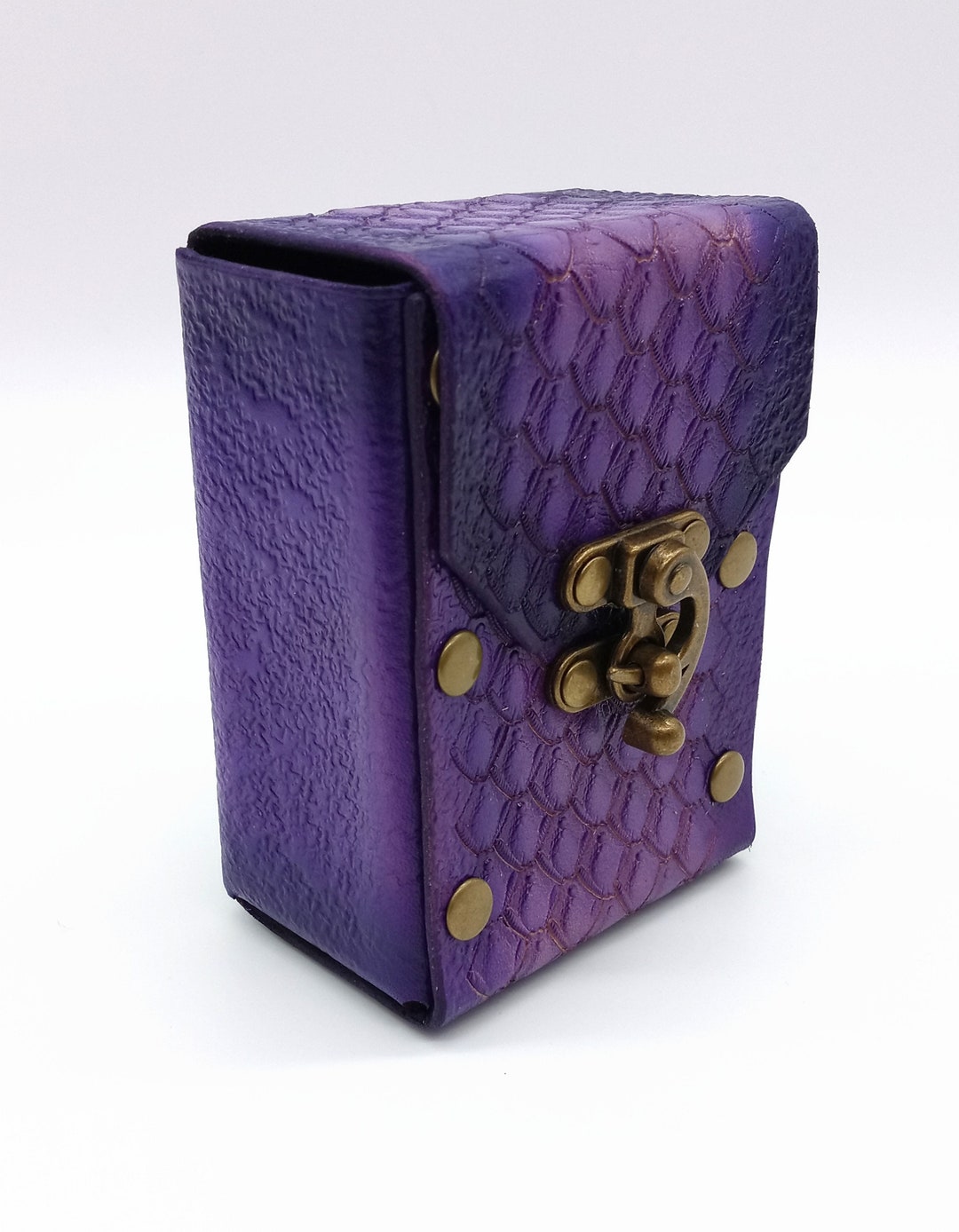Leather Dragonscale Deck Box | Purple Dragonscale | MTG Deck Box | 60 ...